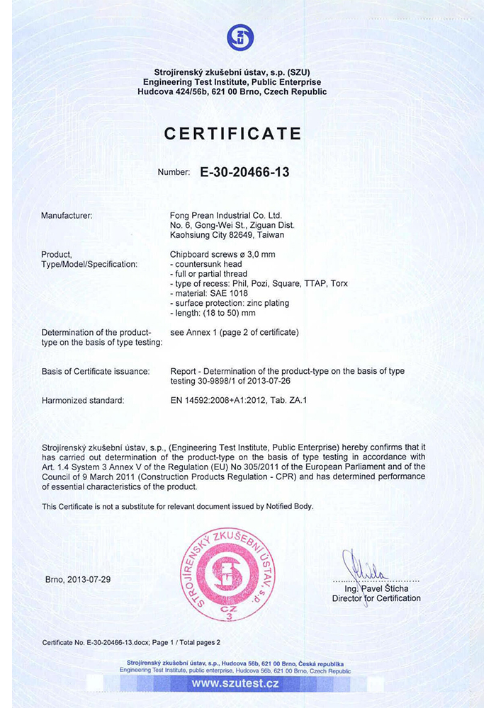 Fong Prean - Screw Manufacturing Certification - High Production ...